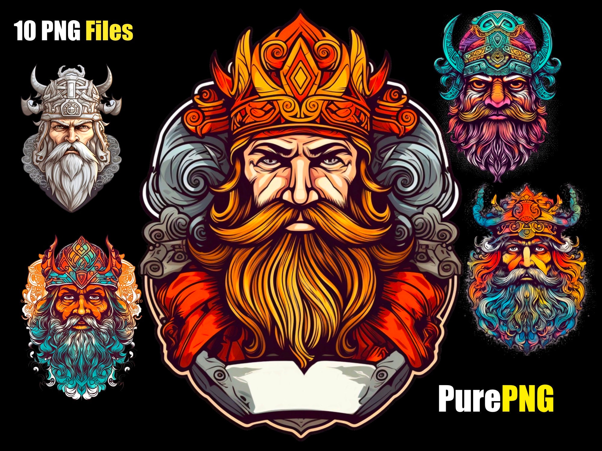 Viking Png Set of 10 Viking Kings Transparent Background Png for ...