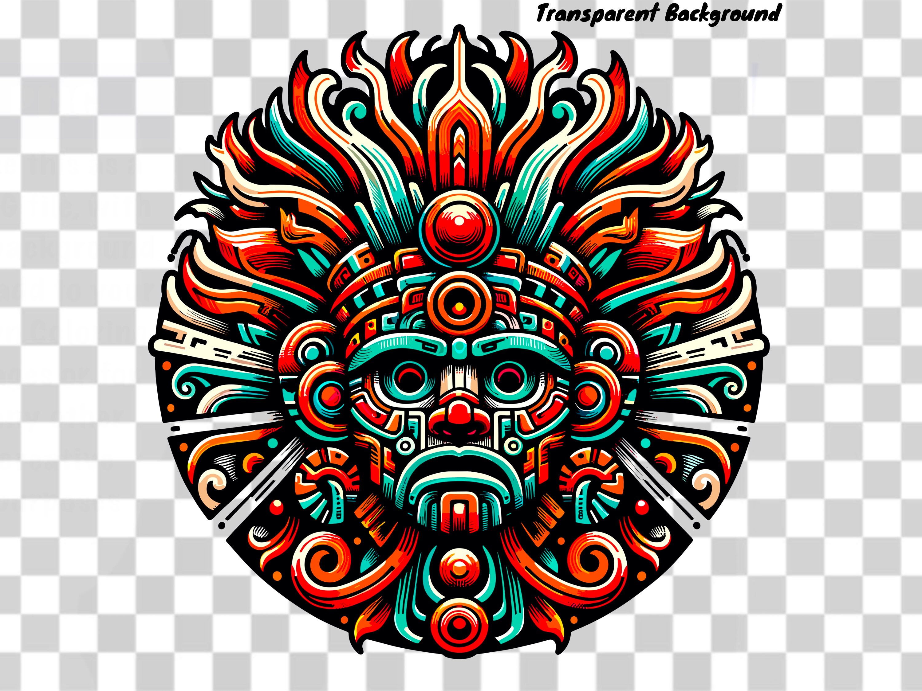 Aztec Png, God of Fire, Huehueteotl, Aztec Clipart Pattern Design Art ...