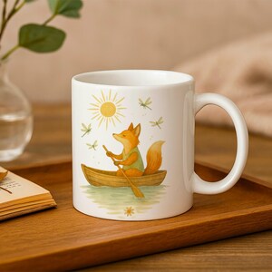 Cottagecore Fox PNG | Whimsical Fox Rowing a Boat Under the Sun ...