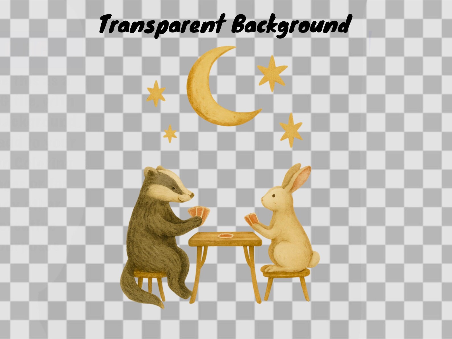 Bunny & Badger Playing Cards PNG: Cottagecore Forest Animals (digital ...