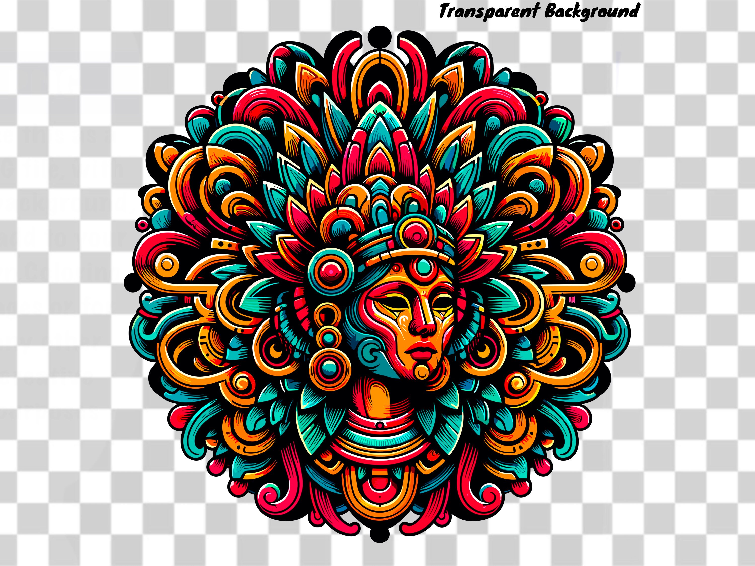 Aztec Png, God of Flowers Xochiquetzal, Aztec Clipart Pattern Design ...