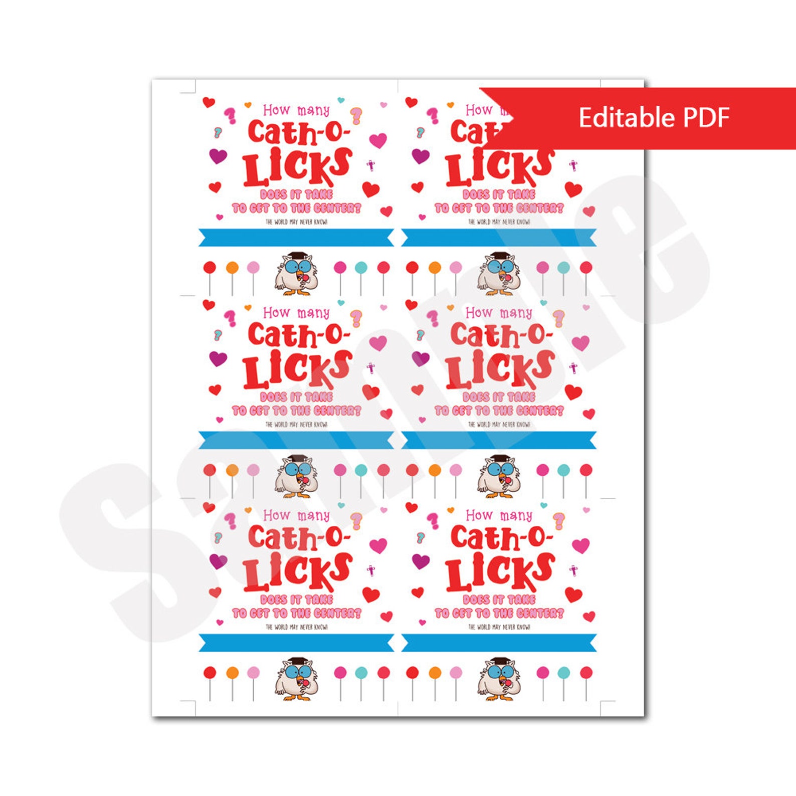 Printable Christian Catholic Toostie Pop Lollipop Candy Valentine's Day ...