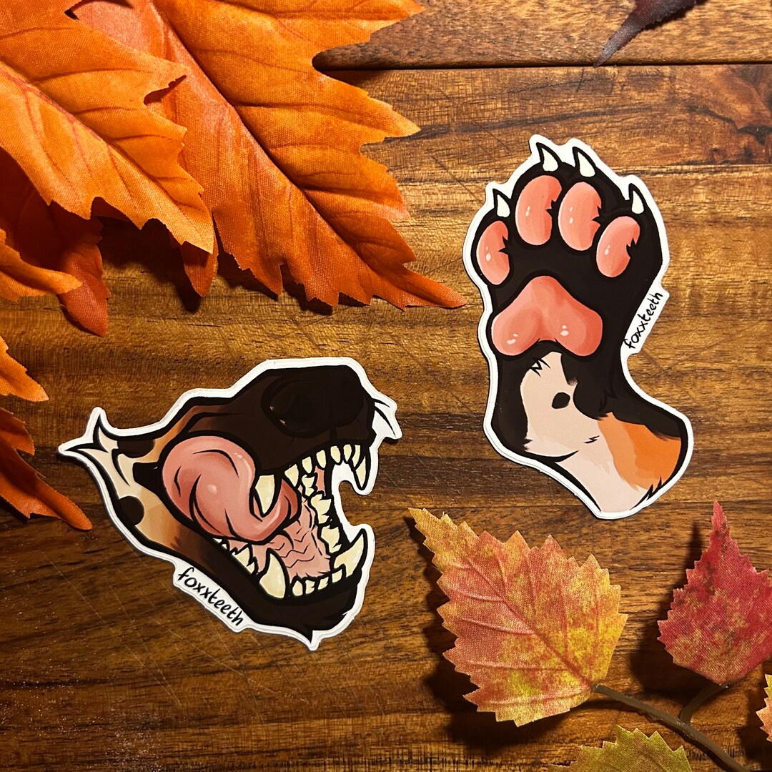 Cute Fox and Hyena Set of Stickers, Furry Sticker Set, Maws Vs Paws ...