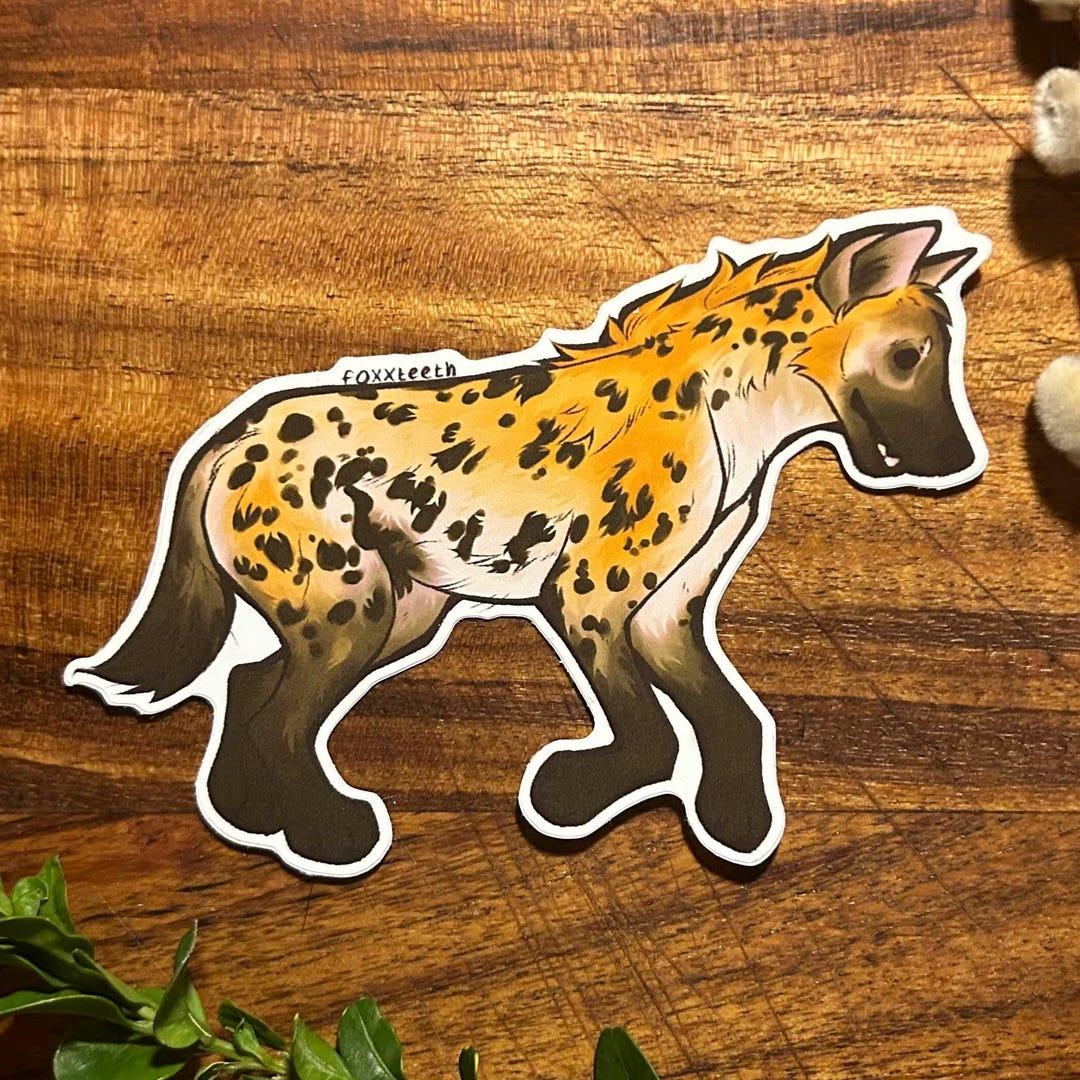 Hyena Sticker for Laptop, Nature Gift for Wildlife Lovers, Furry ...
