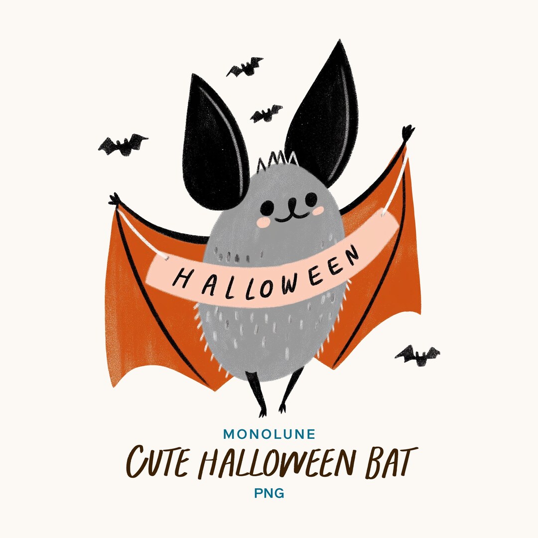 Cute Halloween Bat Clipart PNG, Digital Download, Bat Illustration ...