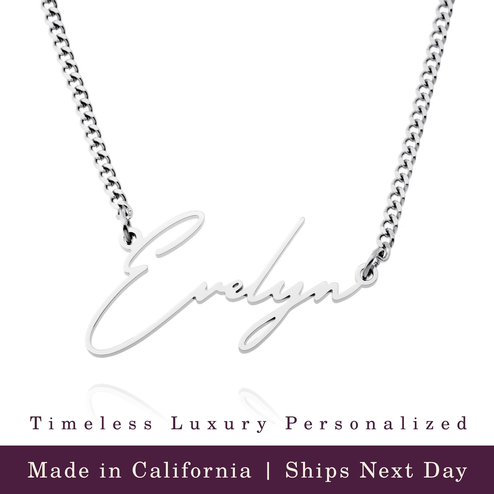 Signature Name Necklace in Stainless Steel • Custom Name Necklace ...