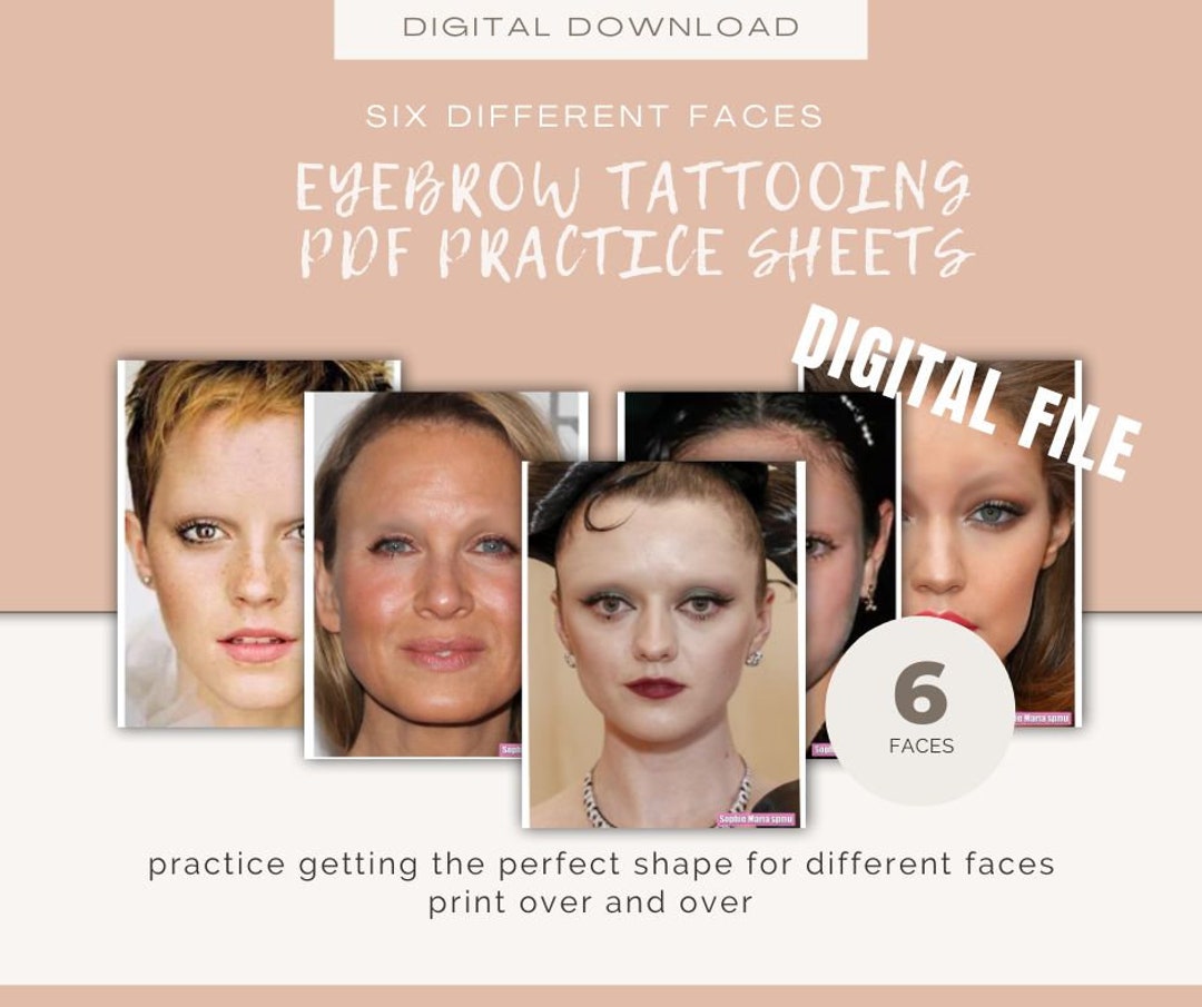 Eyebrow Tattooing Microblading PDF Download Practice Sheets. No Eyebrow Faces DIGITAL PDF Spmu ...