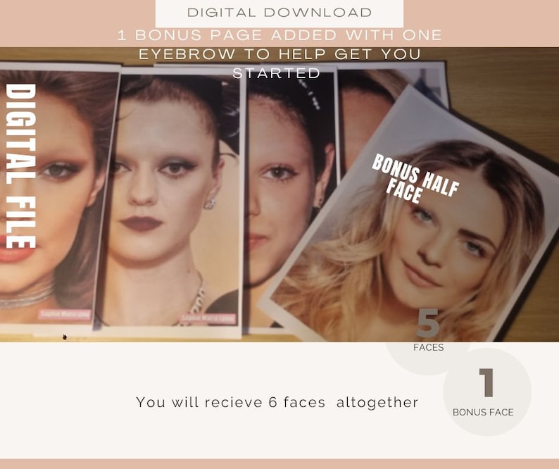 Eyebrow Tattooing Microblading PDF Download Practice Sheets. No Eyebrow Faces DIGITAL PDF Spmu ...