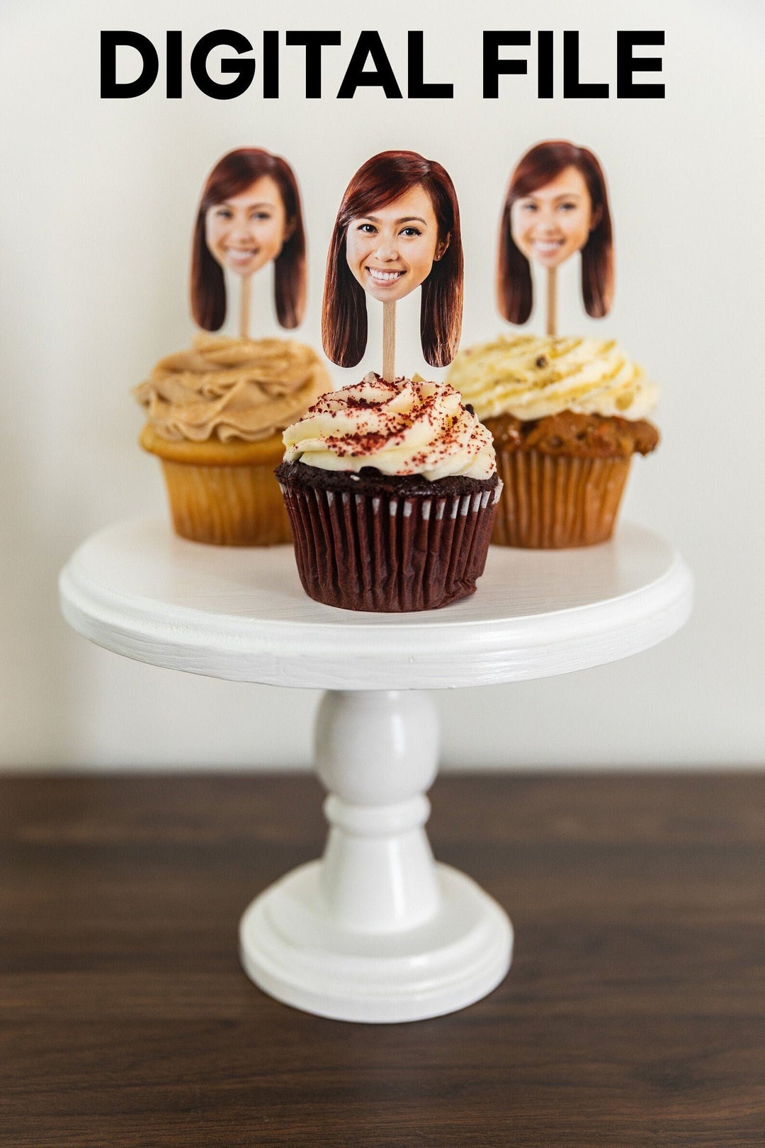 DIGITAL One Dozen Custom Face Cupcake Toppers, Personalized Cake ...