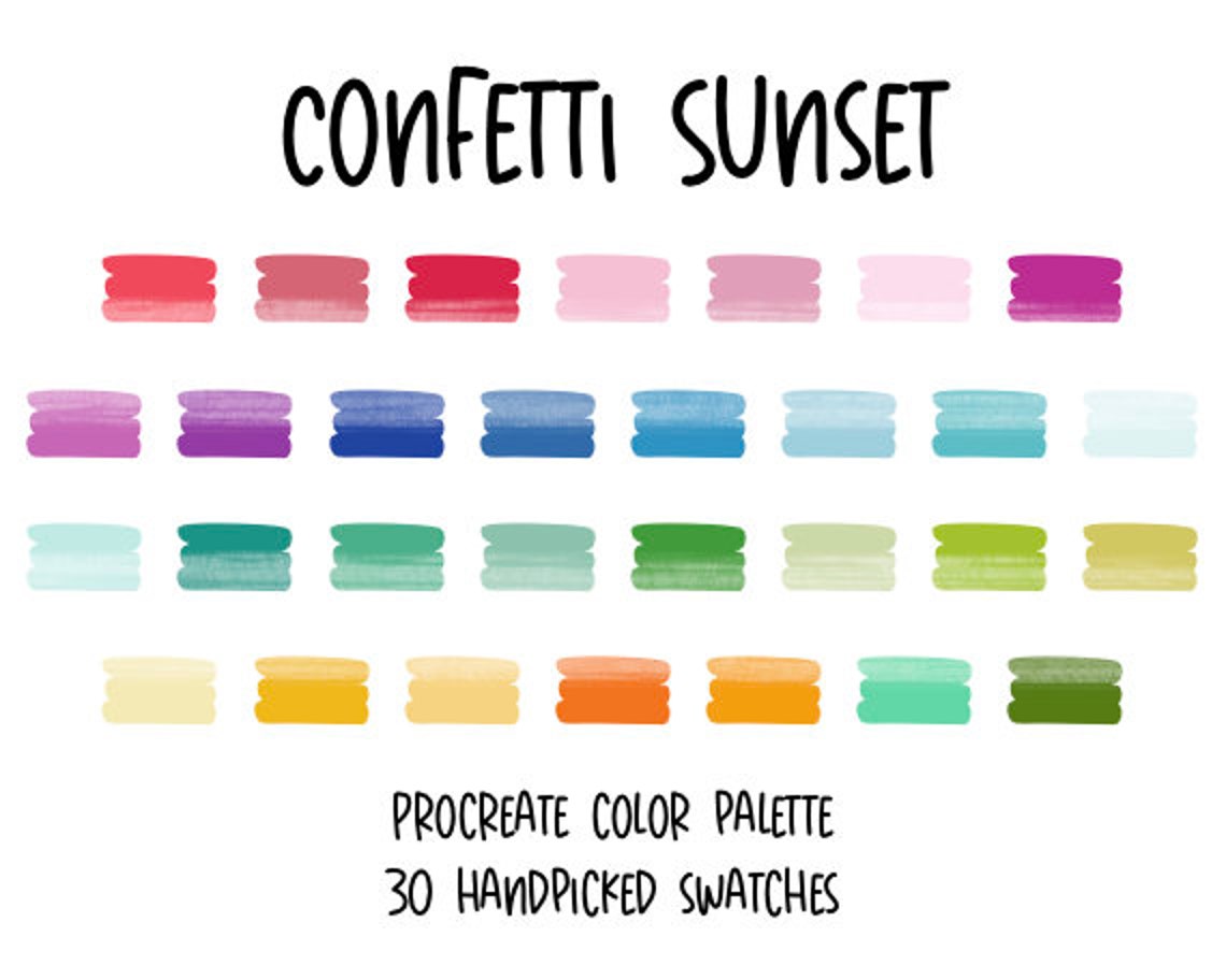 Confetti Sunset Procreate Color Palette Color Swatches Etsy