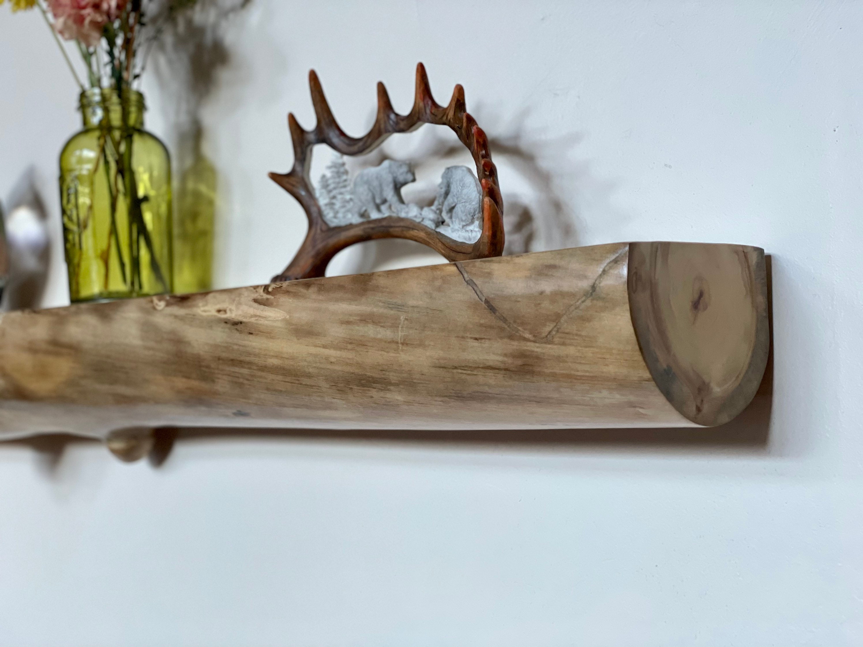 Floating Wall Shelf Wall Shelf Wood Shelf Half Log Shelf - Etsy