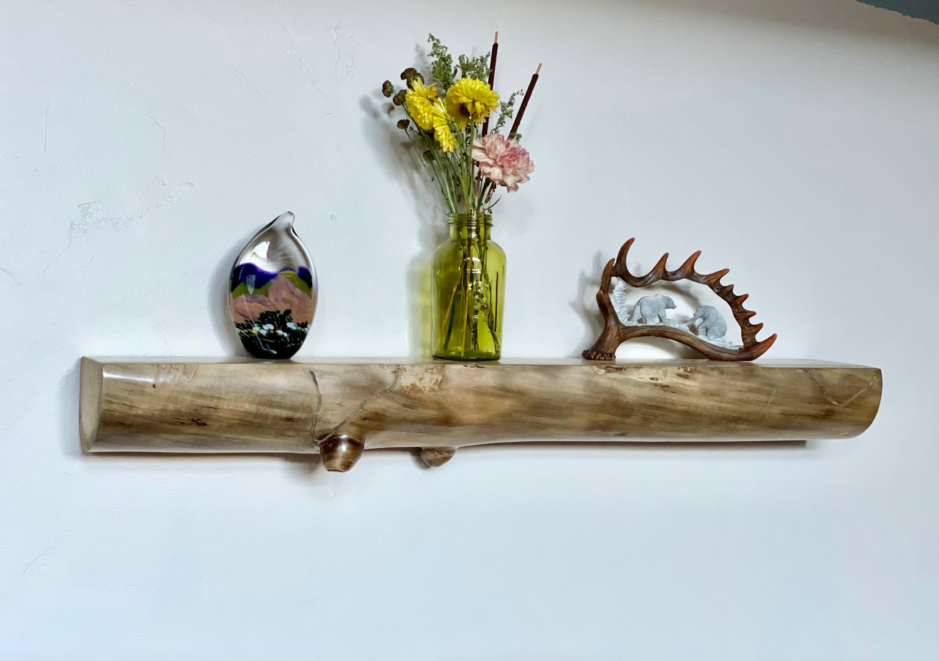 Floating Wall Shelf, Wall Shelf, Wood Shelf, Half Log Shelf, Rustic ...