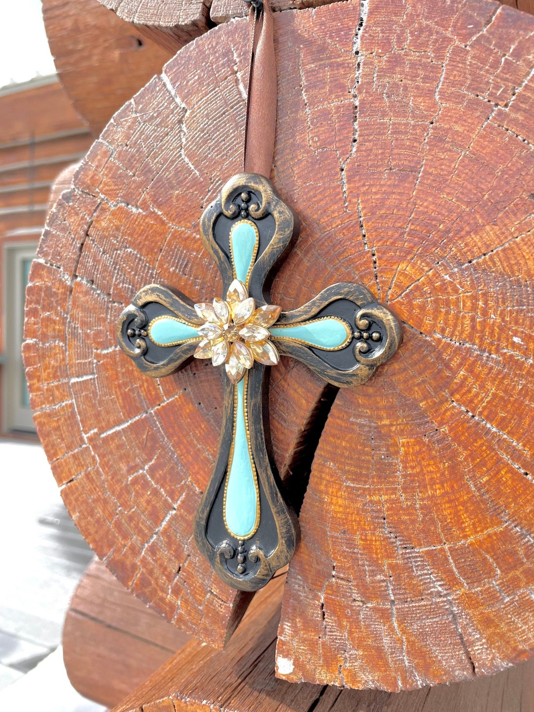 Wall Cross, Flower Cross, Cross, Farmhouse, Hanging Cross, Crucifix ...