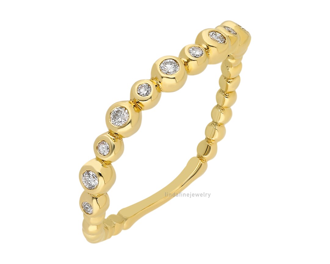 Bezel Setting Diamond Wedding Ring, Bezel Set Round, Diamond Bead Ring ...