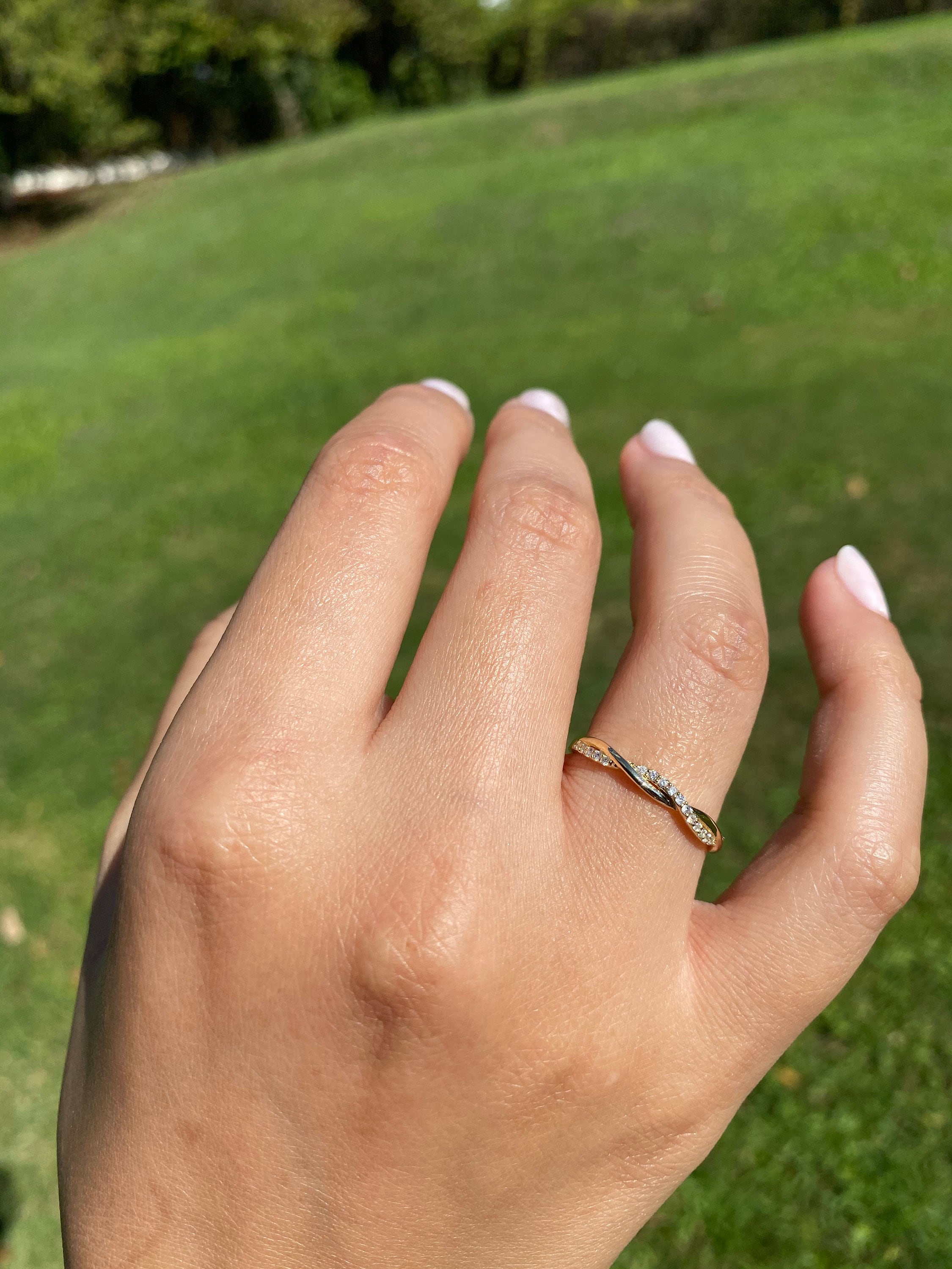 Diamond Wedding Ring 14 K Solid Gold Infinity Band Half | Etsy