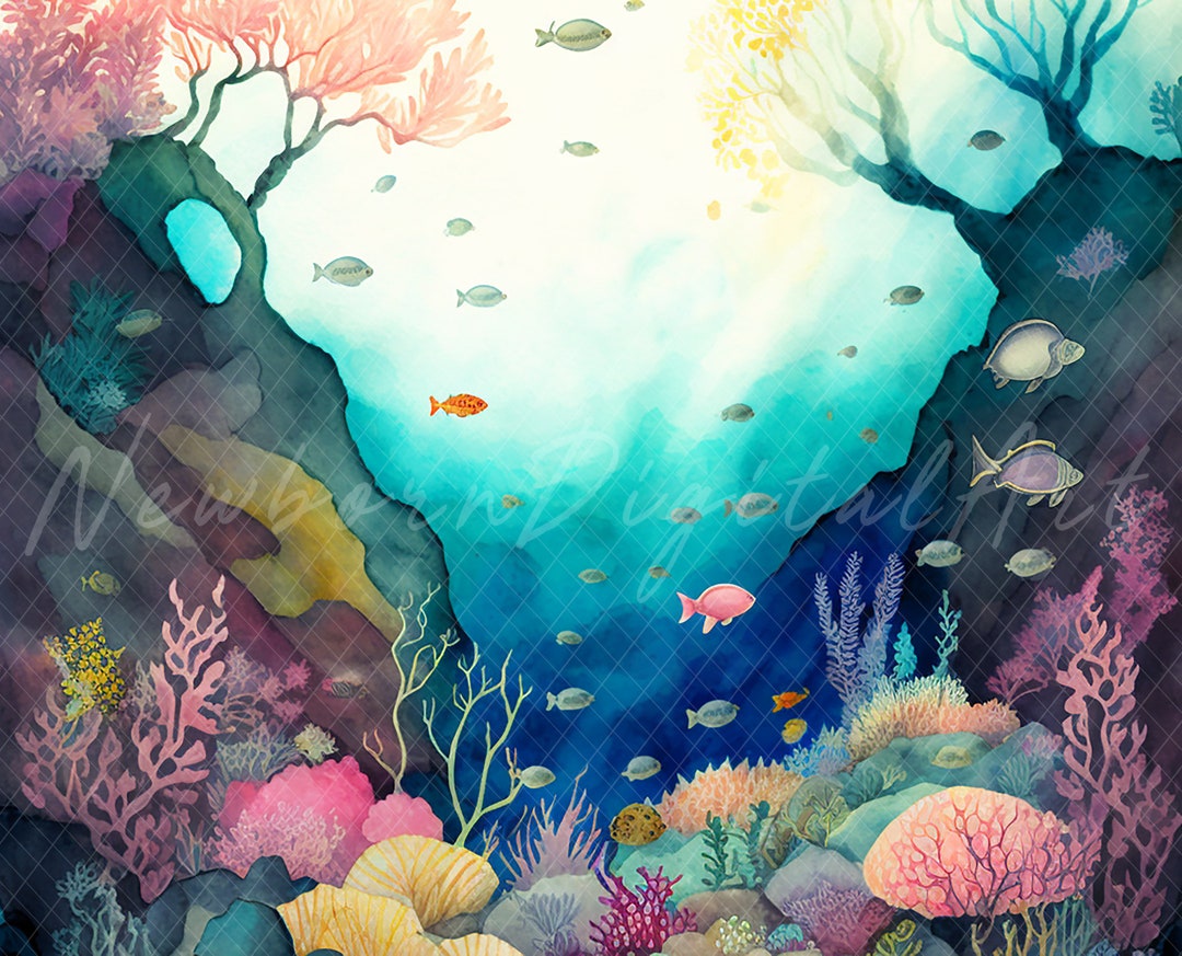 Under the Sea Backdrop, Ocean Backdrop, Digital Background, Printable ...