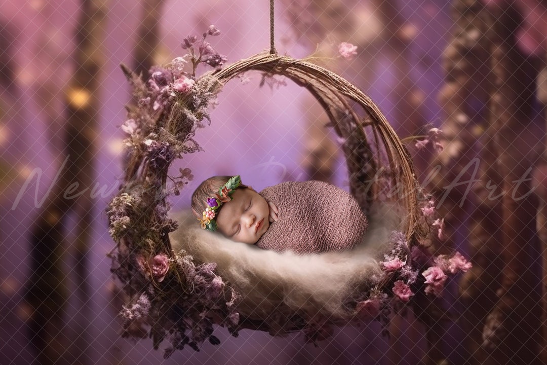 Newborn Swing, Newborn Digital Backdrop, Newborn Swing Prop, Purple ...