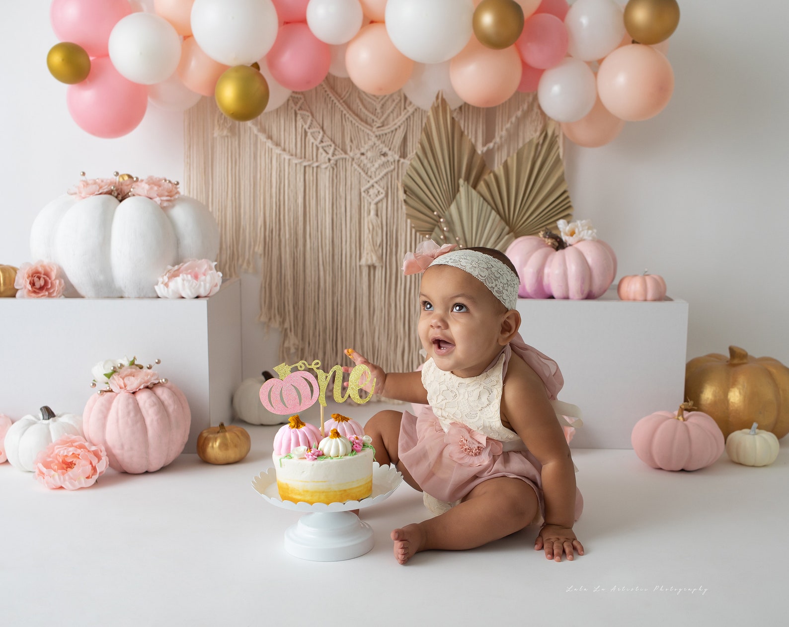 Pink and Gold Pumpkin Backdrop, Fall Girl Digital Backdrop, Digital ...