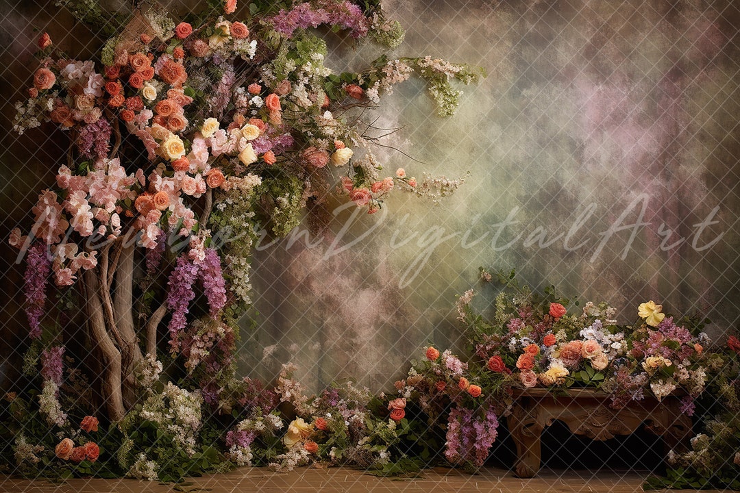 Spring Floral Backdrop, Spring Session Backdrop, Fairy Background ...