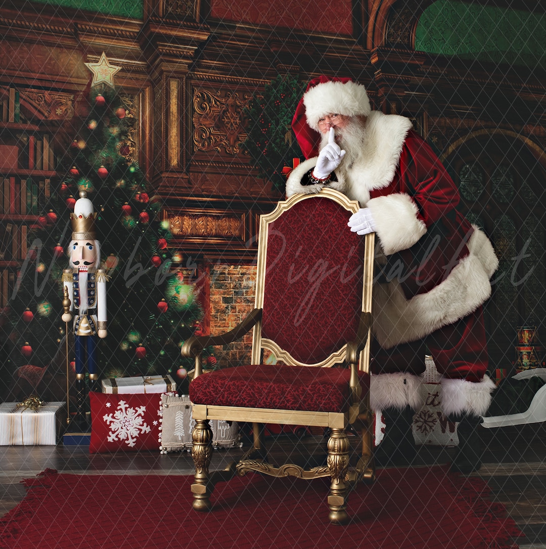 Santa Digital Backdrop, Christmas Backdrop, Santa Overlay, Digital ...
