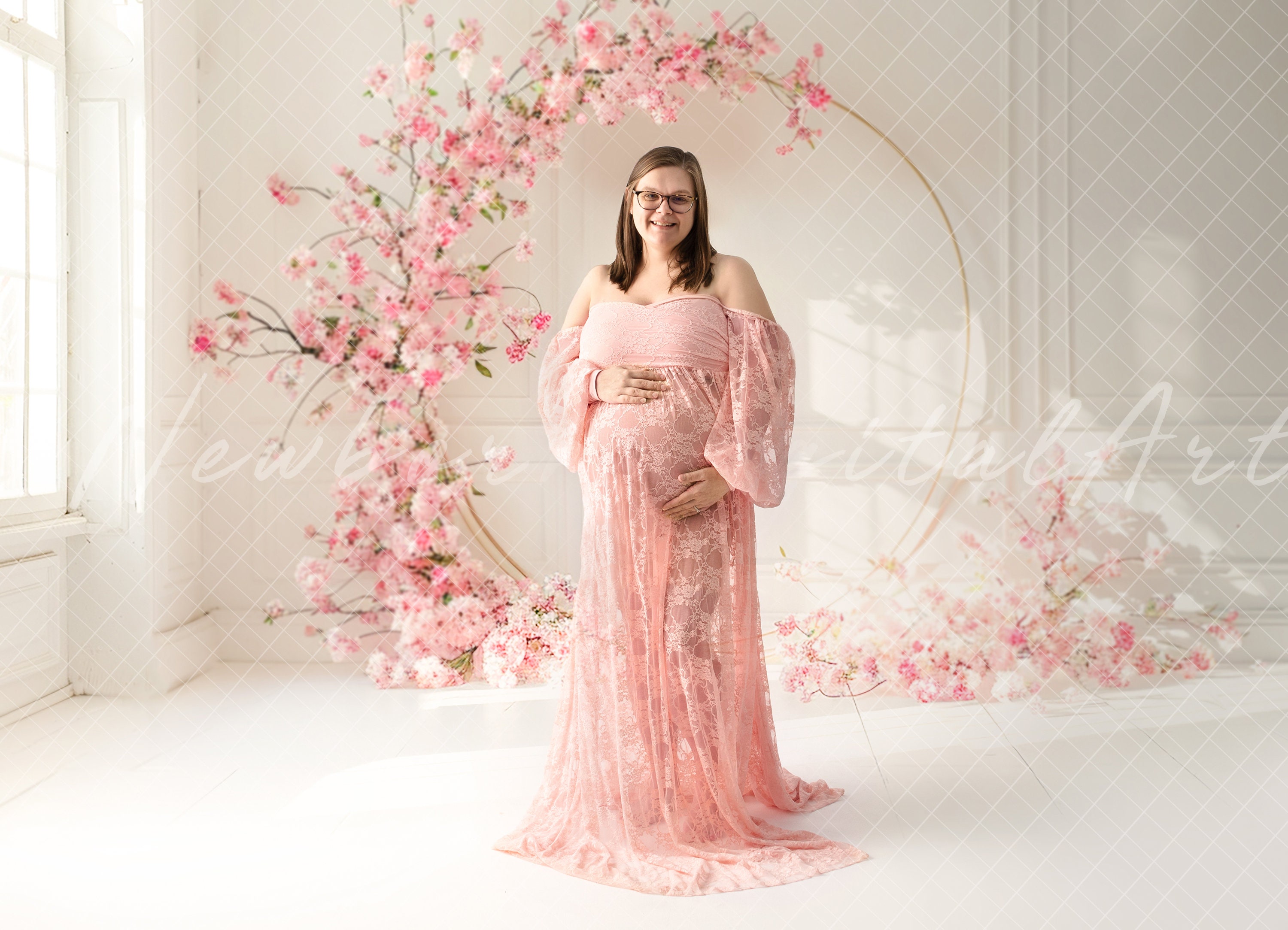 Floral Hoop Backdrop, Room Backdrop, Maternity Background, Digital ...