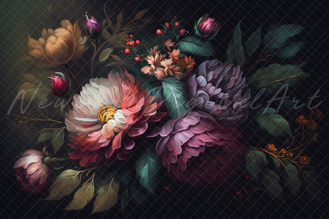 Mothers Day Backdrop, Painted Flower Backdrop, Digital Backdrop ...