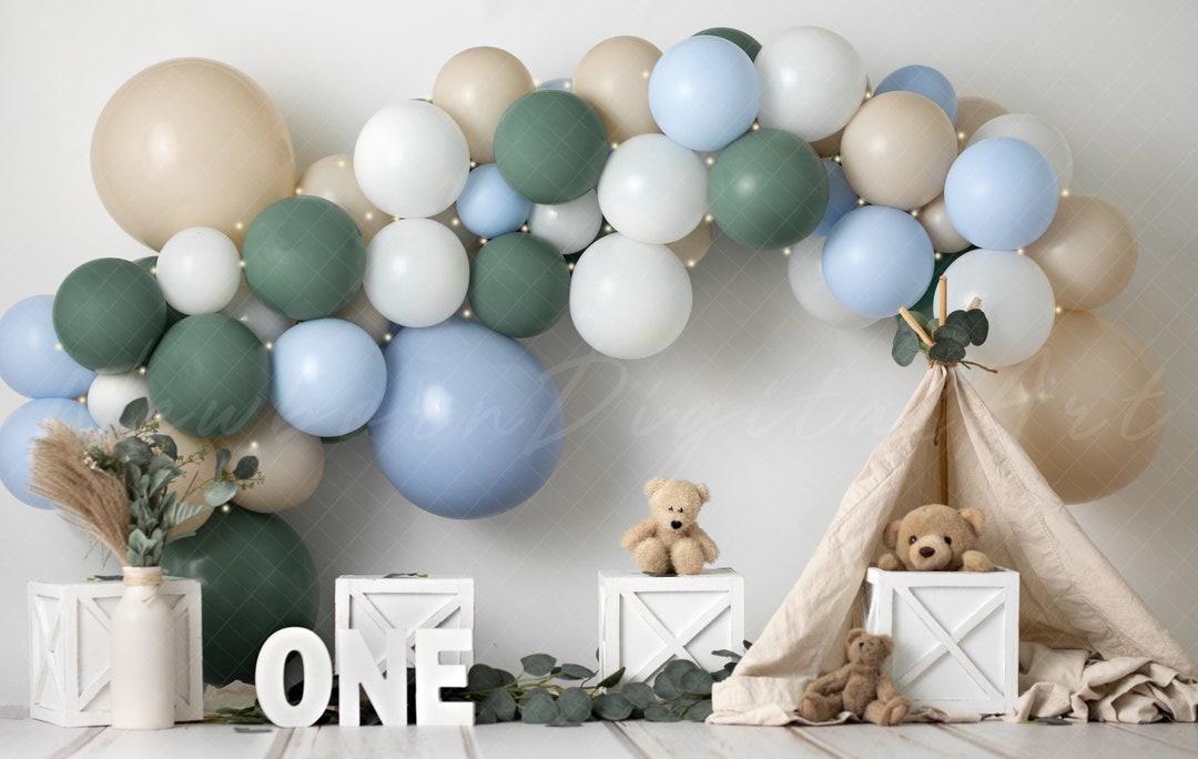 Boho Boy Backdrop, Muted Boho, Teddy Bear Backdrop, Digital Backdrop ...