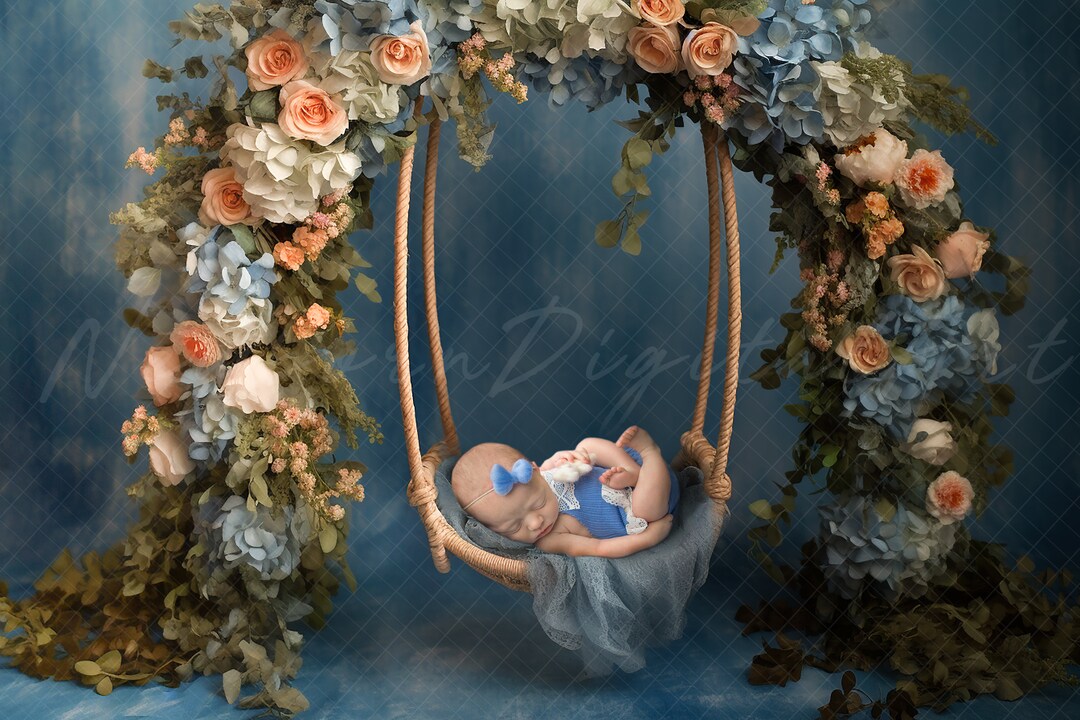 Newborn Digital Backdrop, Newborn Floral Swing, Newborn Swing ...