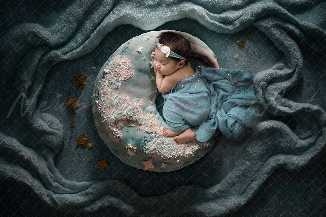 Newborn Moon Pillow Backdrop, Newborn Digital Backdrop, Newborn ...