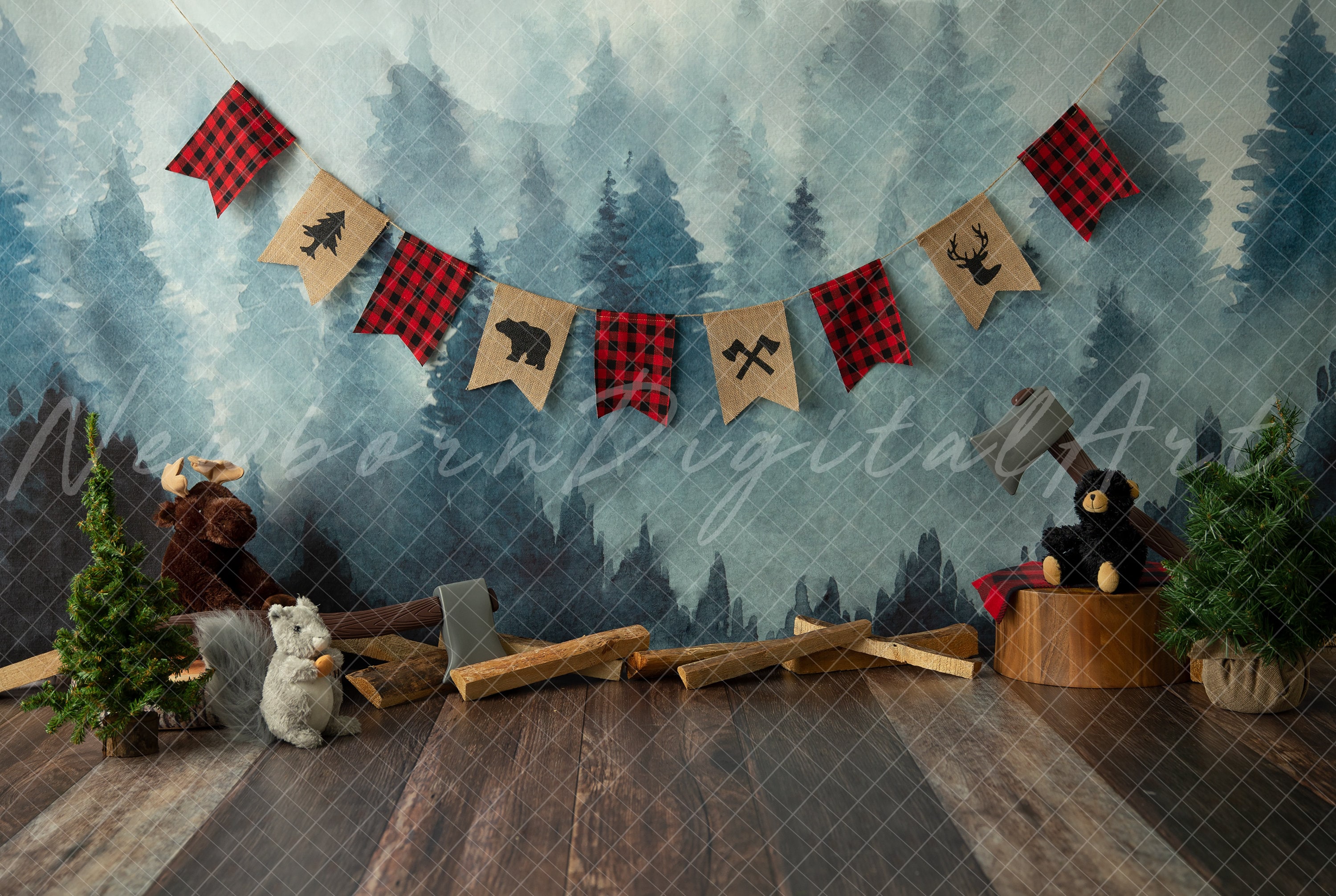 Lumberjack Digital Backdrop, Lumberjack Backdrop, Digital Drop, Buffalo ...