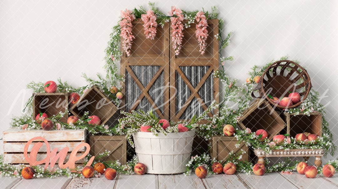Sweet as a Peach Backdrop, One Sweet Peach Backdrop, Digital Backdrop ...