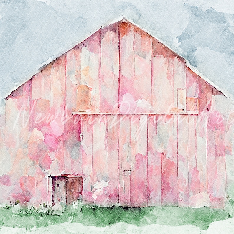Pink Barn Backdrop Barn Backdrop Farm Background Digital - Etsy