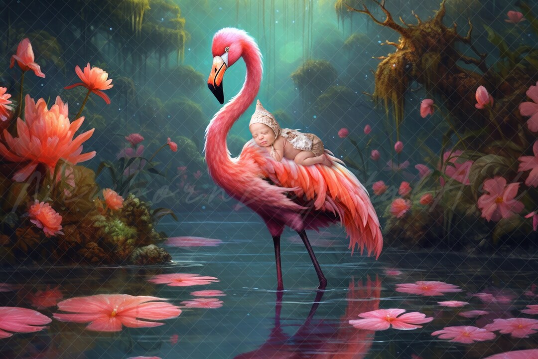 Newborn Flamingo Digital Backdrop, Newborn Digital Backdrop, Newborn ...