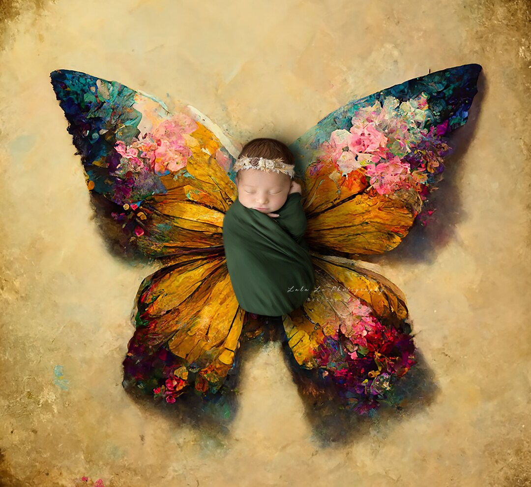Newborn Digital Backdrop, Newborn Butterfly Wings, Newborn Digital ...