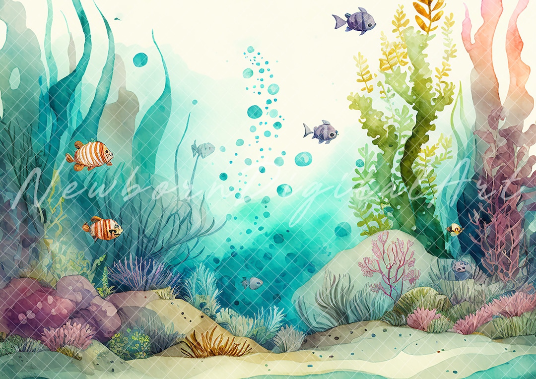 Under Water Backdrop, Ocean Backdrop, Digital Background, Printable ...