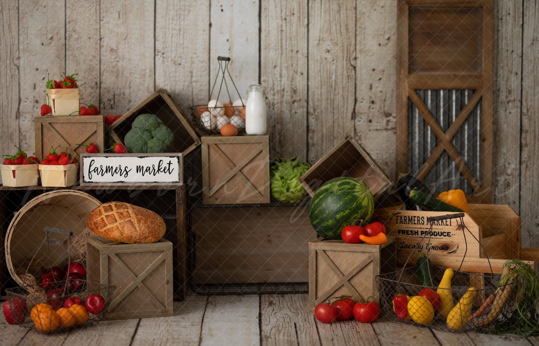 Farmers Market Backdrop, Produce Stand Backdrop, Digital Background ...
