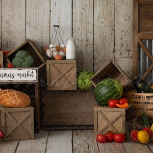 Farmers Market Backdrop, Produce Stand Backdrop, Digital Background ...