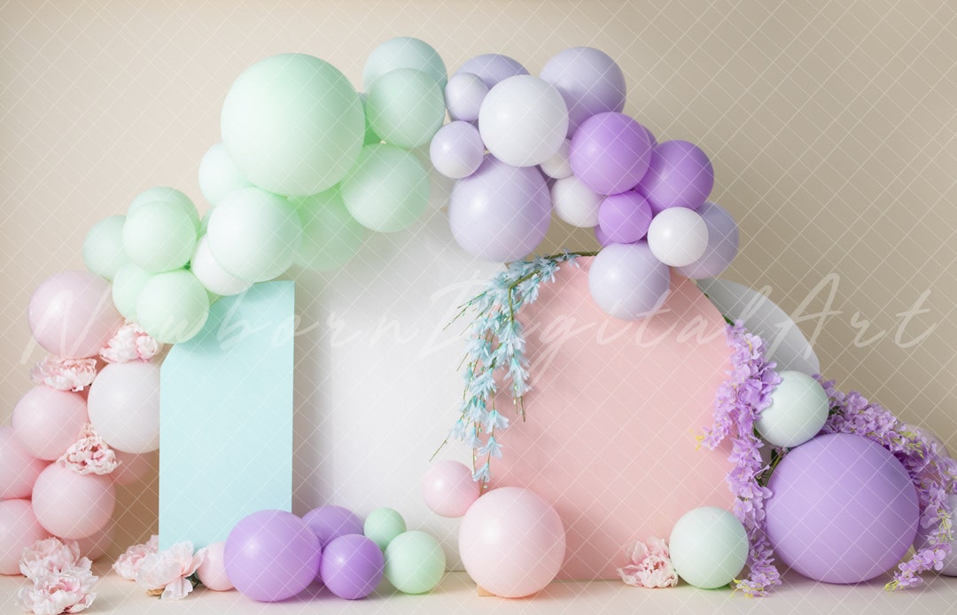 Pastel Backdrop, Pastel Balloon Arch Backdrop, Digital Background ...