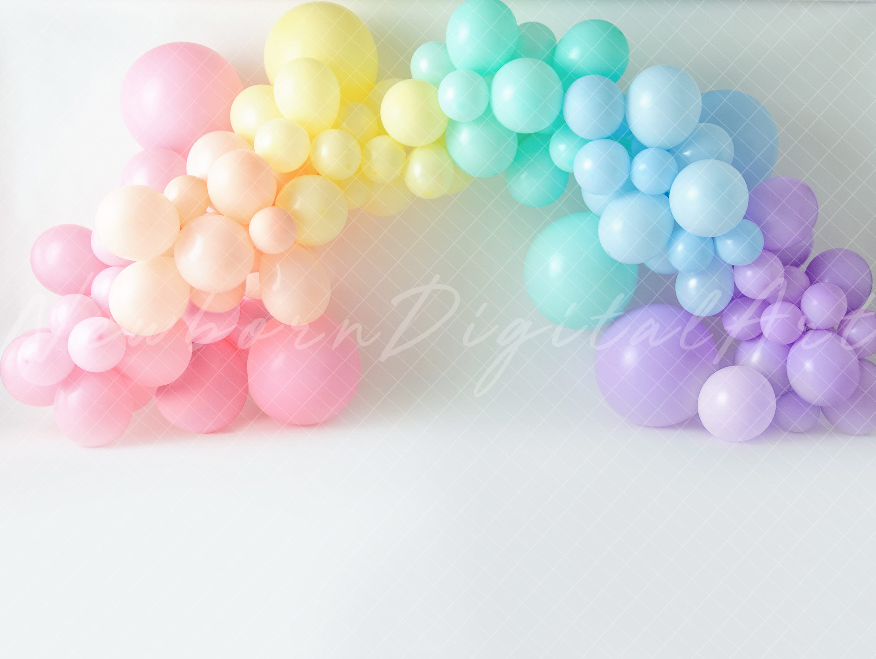 Rainbow Digital Backdrop Rainbow Balloon Backdrop Digital - Etsy