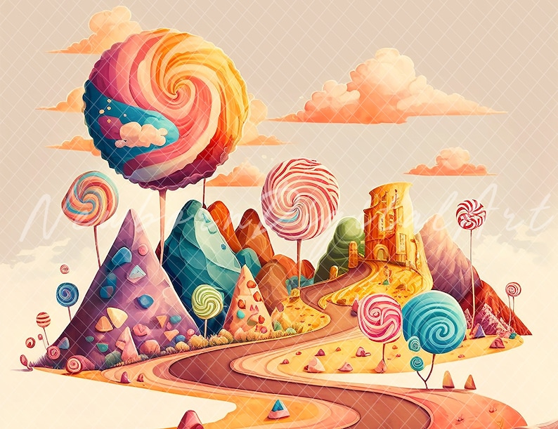 Candy Land Theme Backdrop Printable Backdrop Digital - Etsy