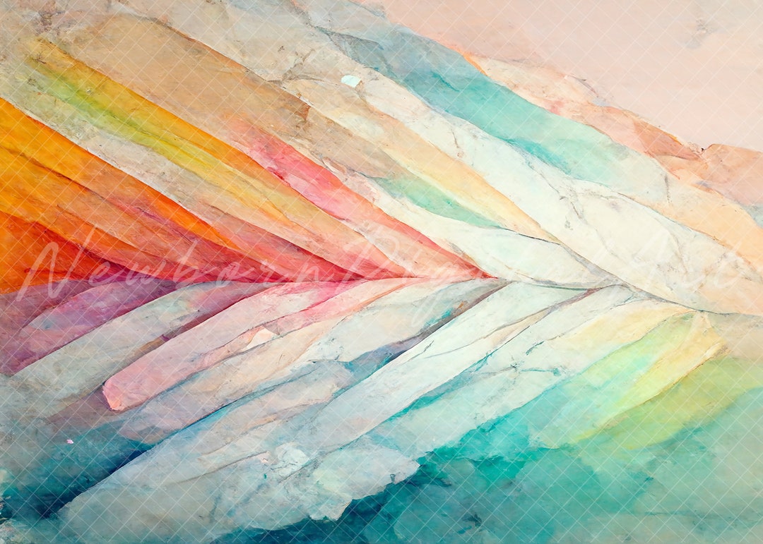 Rainbow Backdrop, Painted Rainbow Backdrop, Digital Background ...