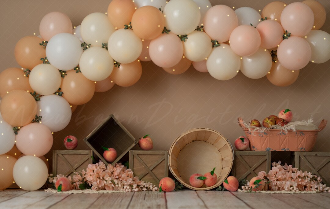 One Sweet Peach Backdrop, Sweet as a Peach Backdrop, Digital Background ...