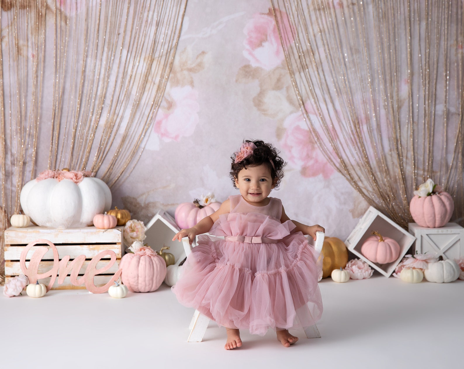 Pink Pumpkin Backdrop, Fall Girl Digital Backdrop, Digital Backdrop ...
