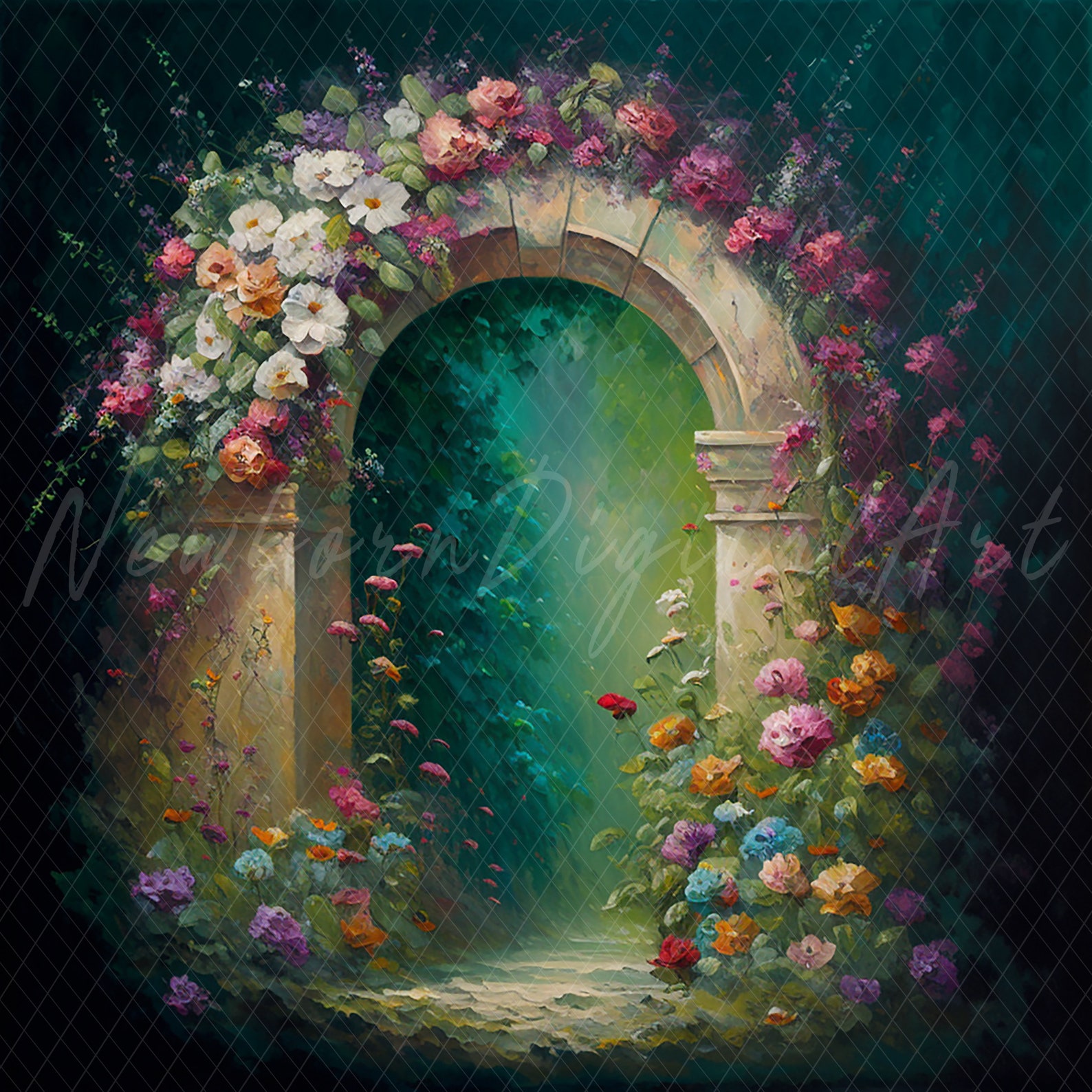 Floral Arch Backdrop, Fine Art Backdrop, Fairy Background, Digital ...