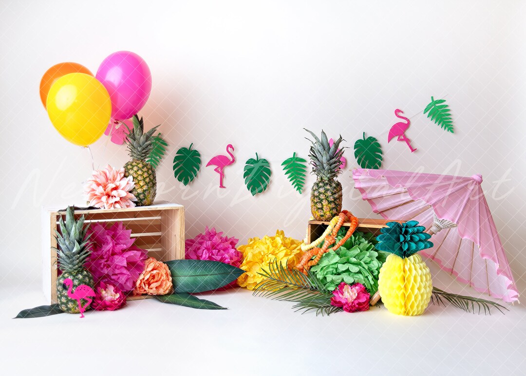 Tropical Backdrop, Flamingo Backdrop, Printable Backdrop, Summer ...