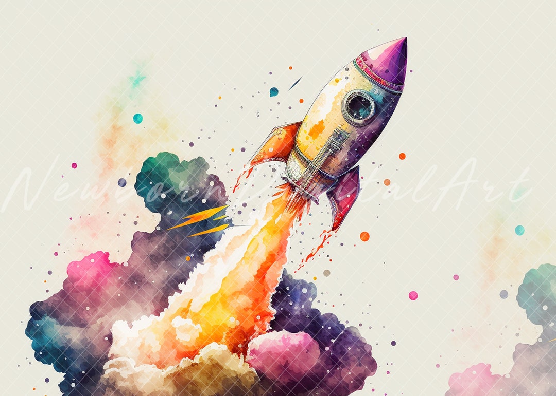 Space Rocket Backdrop, Digital Backdrop, Outer Space Backdrop ...