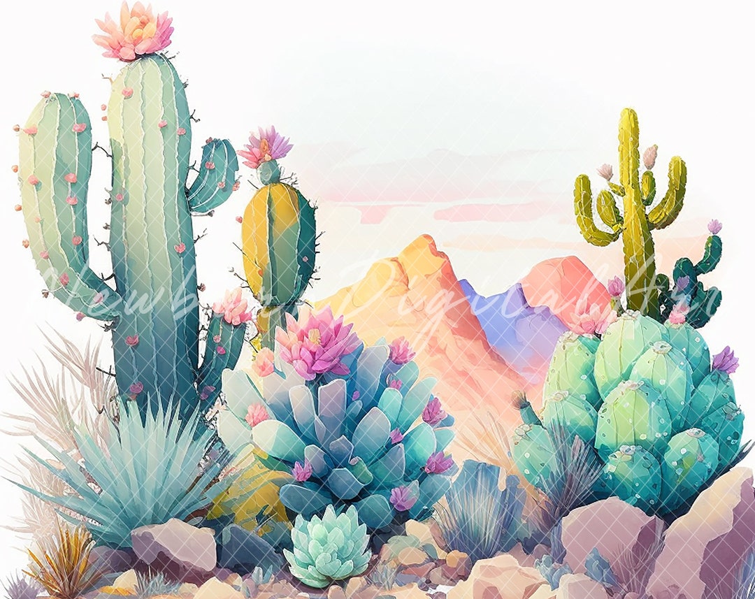 Cactus Backdrop, Succulent Backdrop, Printable Backdrop, Cake Smash ...