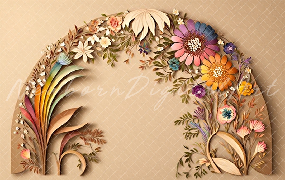 Rainbow Boho Backdrop, Boho Backdrop, Printable Backdrop, Cake Smash ...