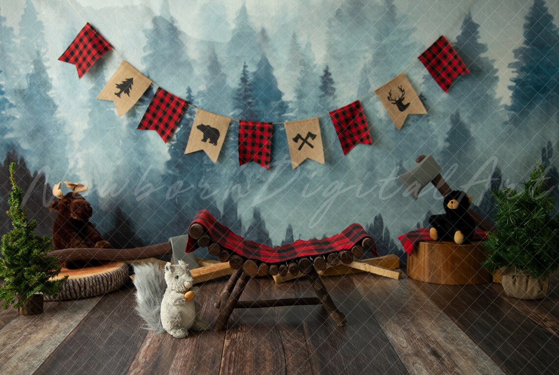 Lumberjack Newborn Digital Backdrop Lumberjack Backdrop | Etsy
