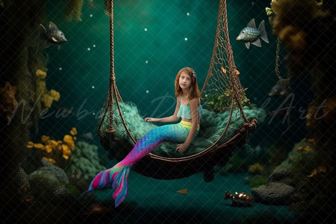 Mermaid Digital Backdrop, Ocean Backdrop, Under the Sea, Digital Prop ...